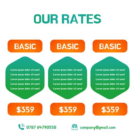 Corporate Business Pricing Rates Tiers Table Template Postermywall