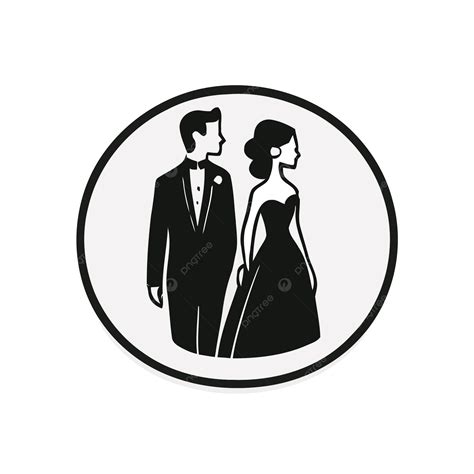 Groom And Bride Icons Wedding Favor Vector A Simplistic Black Icon Of