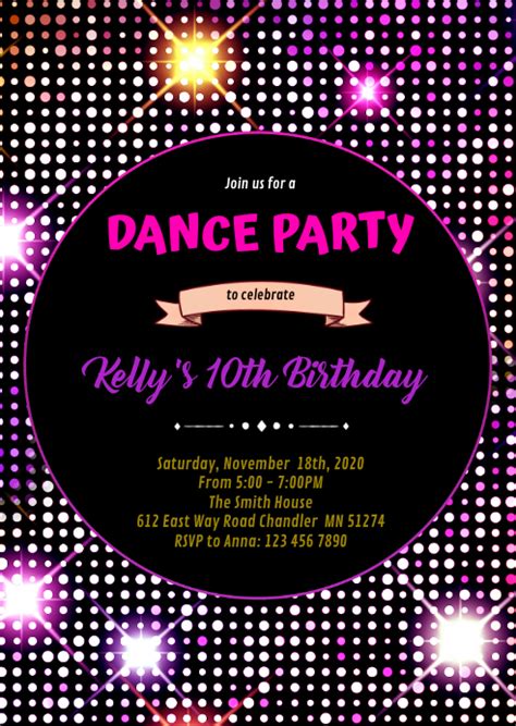 Dance Party Birthday Invitation Template Postermywall