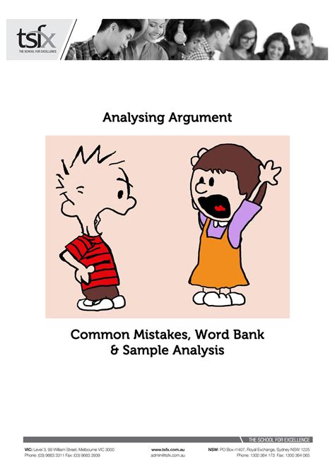 LA Notes Analysing English Language Analysing Argument Common Mistakes Word Bank Sample