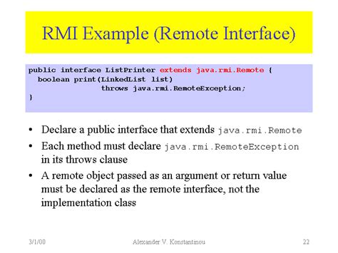 Java Rmi Remote Method Invocation Alexander V Konstantinou