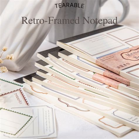 Retro Framed Memo 30pcs Vintage Notepad Tearable Memo Decorative Paper Pads For Scrapbooking