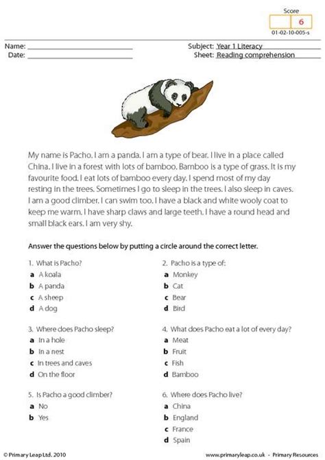 Reading Comprehension Worksheets With Multiple Choice Questions Printable Pdf Template