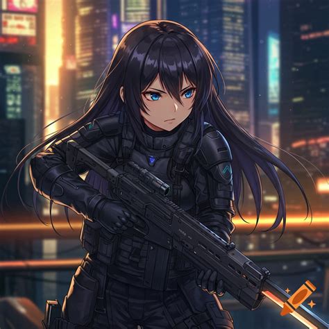 An Anime Cat Girl In A Green Military Uniform Stands In Front Of A