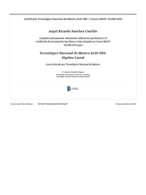 Certificado Tecnológico Nacional de México AL01-002 - Cursos MOOC TecNM ...