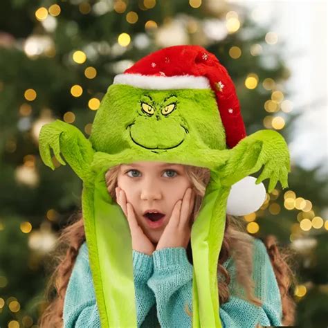 Gorro Navideño Grinch Con Orejas Móviles De Peluche Mercadolibre
