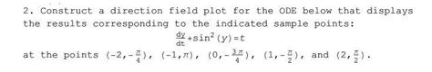 Solved 2 Construct A Direction Field Plot For The Ode Below