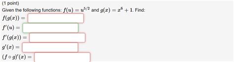 solved given the following functions f u u 5 2 and g x