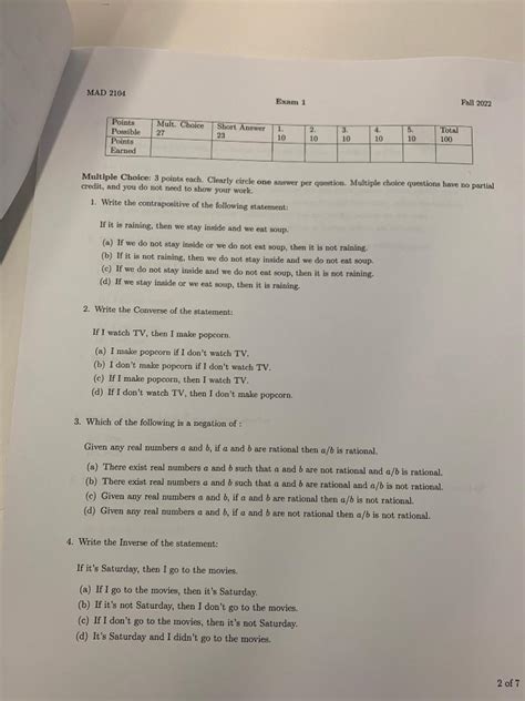 solved multiple choice 3 points each clearly circle one