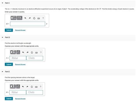 Solved Part A In An Electron Diffraction Experiment The Chegg
