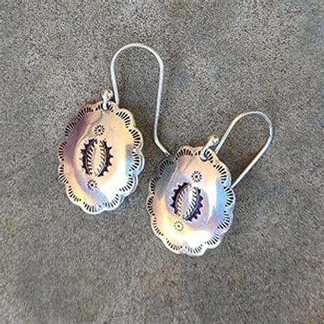 Small Sterling Stamped Oval Concho Earrings Small Sterling Conchos