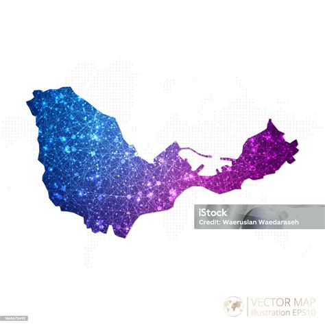 Ceuta Map In Geometric Wireframe Blue With Purple Polygonal Style