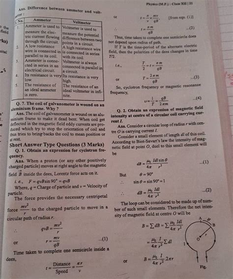 Pbysies M P Class XII 21Ans Difference Between Ammeter And Volt