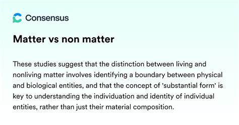 Matter Vs Non Matter Consensus Academic Search Engine