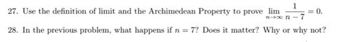 Solved 27 Use The Definition Of Limit And The Archimedean