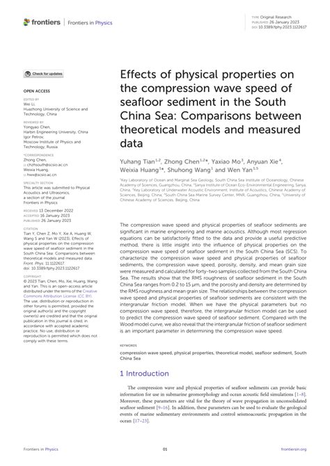 Pdf Effects Of Physical Properties On The Compression Wave Speed Of