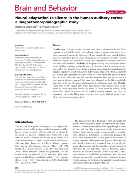 Pdf Neural Adaptation To Silence In The Human Auditory Cortex A