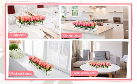 Dingfeiyu Rectangular Acrylic Flower Vase Clear Centrepiece Vase For