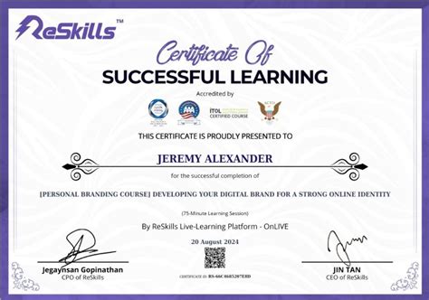 Jeremy Alexander On Linkedin Just Finished [personal Branding Course] Developing Your Digital