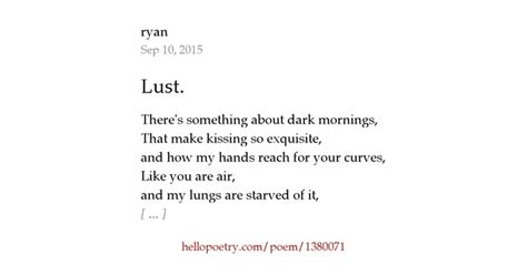 Lust By Ryan Hello Poetry