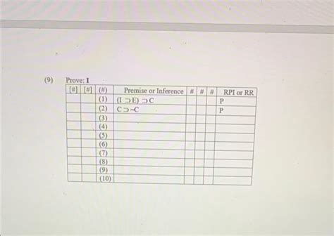 9 Prove I Premise Or Inference 1 1 E Dc