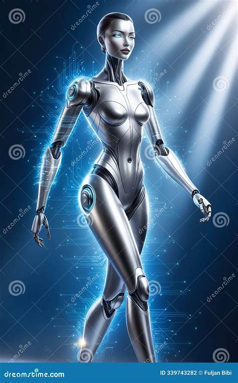 Robotic Silver Woman Walking With Glowing Ai Circuits Symbolizing The Future Of Artificial