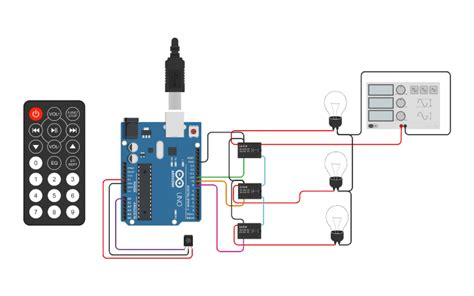 Circuit Design Komponen Lampu Ac Menggunakan Ir Remote Tinkercad