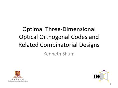PPT Optimal Three Dimensional Optical Orthogonal Codes And Related Combinatorial Designs