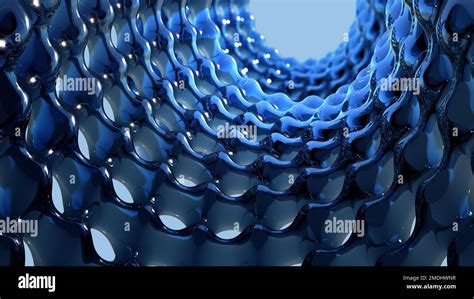 3d Illustration Nano Surface Crystal Structure Molecular Lattice