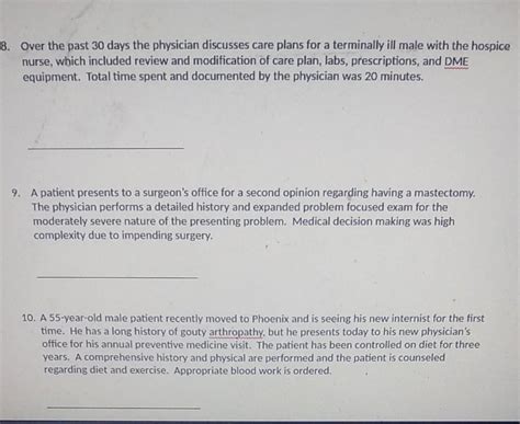 Solved Please I Need Just The Evaluation Management Codes