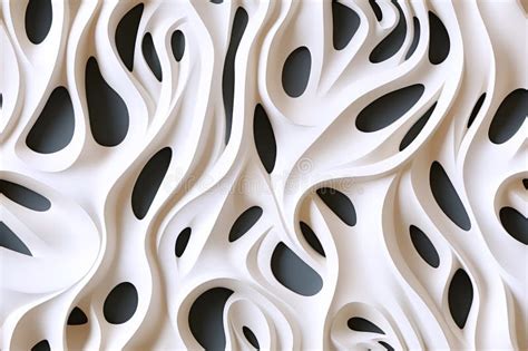 Wavy Abstract Pattern Texture With Volumetric 3d Black White Waves