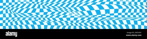 Distorted Blue And White Chessboard Background Chequered Optical Illusion Effect Psychedelic