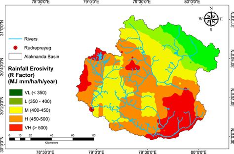 The River Basin Map Depicting R Factor Rainfall Erosivity Download