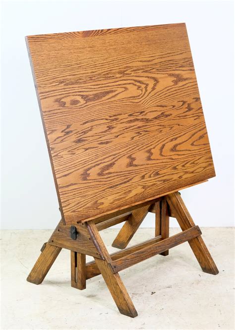 Antique Restored Hamilton Oak Architects Drafting Table For Sale At