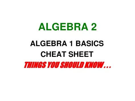 PPT ALGEBRA PowerPoint Presentation Free Download ID