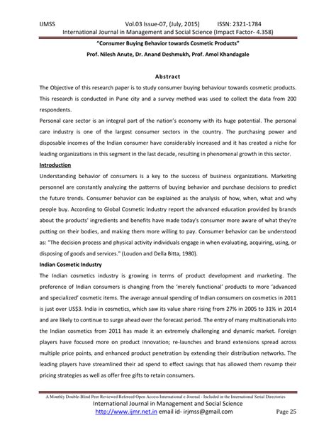 Pdf Consumer Buying Behavior Towards Cosmetic Products