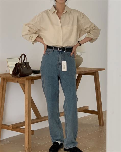 일자핏 중청 리사이클 데님팬츠 캐주얼룩 보이프렌드핏 하이웨스트 청바지82290