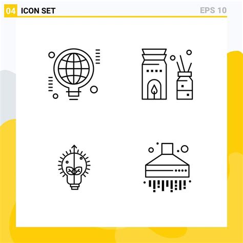 4 User Interface Line Pack Of Modern Signs And Symbols Of Bulb Idea Idea Relax Light Editable