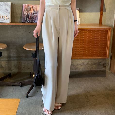 캐주얼 심플 레이스 업 하이 웨이스트 슬리밍 와이드 레그 스트레이트 정장 바지 여성용 한국 시크 여름 신상 Aliexpress