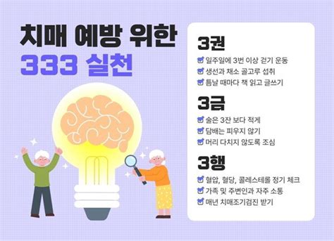 대표적 노인성 질환 치매예방 위해 333 실천 필요