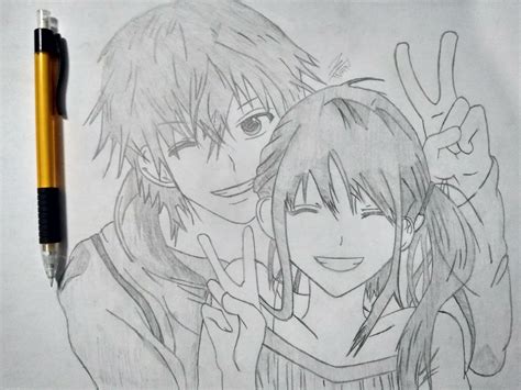 Cute Anime Love Drawings In Pencil Kissing Anime Character Anime