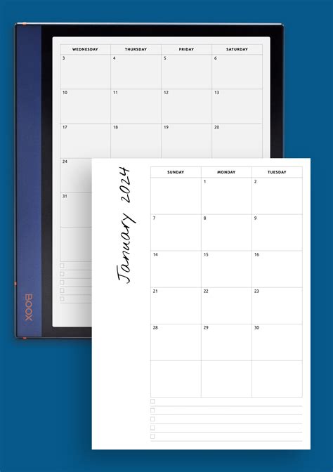 Blank Calendar Template With Side Notes