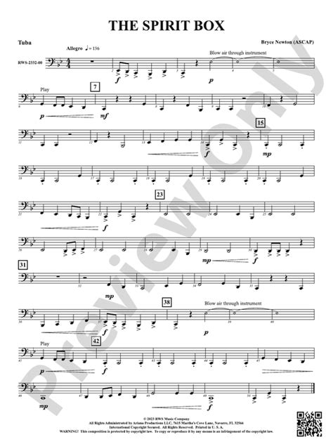 The Spirit Box Tuba Tuba Part Bryce Newton Digital Sheet Music