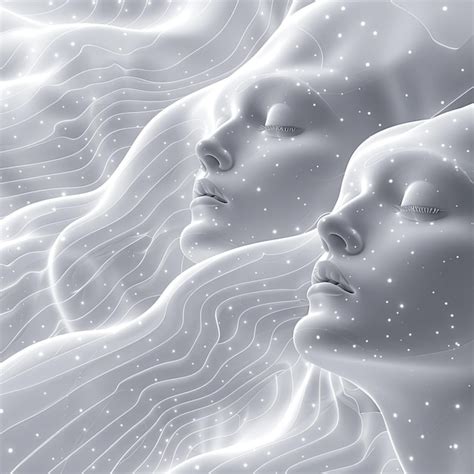 Abstract White Wavy Background With Faces Digital Art Futuristic Background Artificial