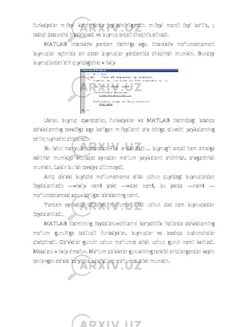 Matlab Dasturiy Paketi Matlab Dasturiy Paketida Arifmetik Ifodalarni Kiritish Информатика и