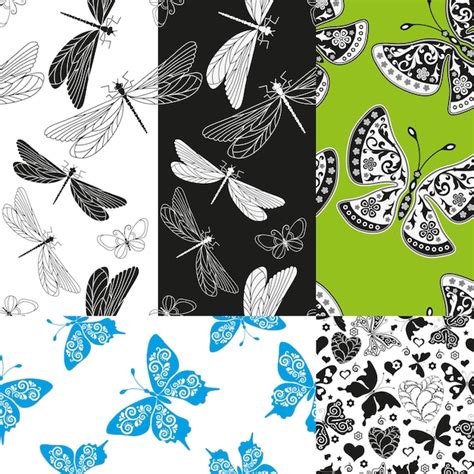 Premium Vector Set Of Five Vector Seamless Patterns With Butterflies