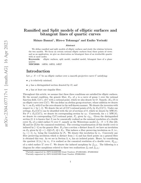 Pdf Ramified And Split Models Of Elliptic Surfaces And Bitangent Lines Of Quartic Curves