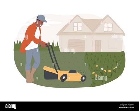Lawn Mowing Service Isolated Concept Vector Illustration Grass Cutting And Clean Up Aeration