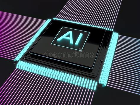 artificial intelligence ai analysis with modern processor chip neon