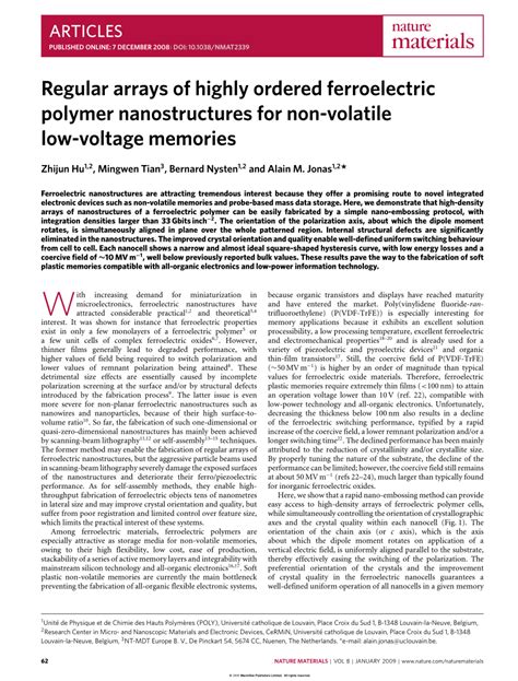 Pdf Regular Arrays Of Highly Ordered Ferroelectric Polymer
